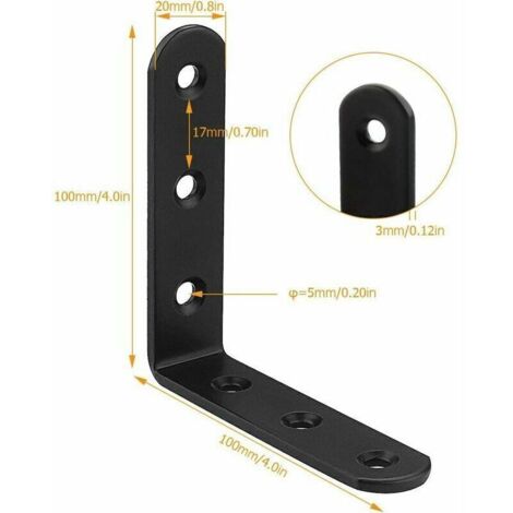 16pcs Black Metal Fixing Brackets 100x100mm, 90 Degree Wood Fixing ...