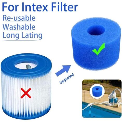 Pack of 6 reusable and washable foam pool filter cartridges for jacuzzi ...