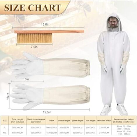Beekeeping suit, full protective suit, protective clothing with veil, hood, gloves, protective ...