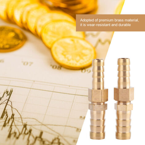 Brass Fitting Barb Tail Reducer Connector (8mm-10mm 2 pcs)