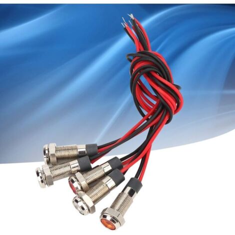 pieces IP66 6mm LED warning light, waterproof metal with 1NO wire, red ...