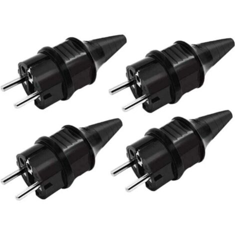 Replacement Plugs [4 Pack] Male Electrical Plugs, 4 x Rubber Grounding ...