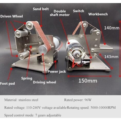 Mini belt sander – Electric knife sharpener, 7 adjustable speed sander ...
