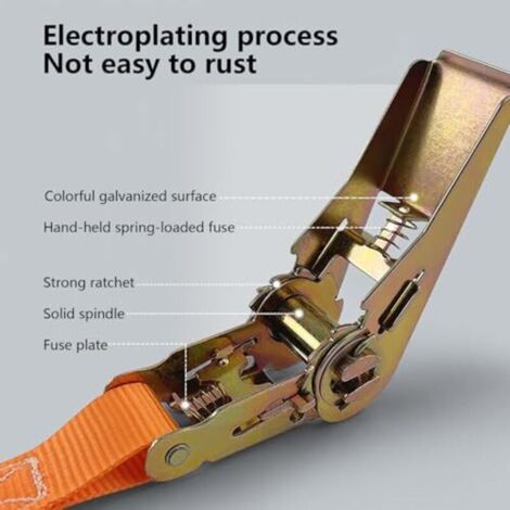x 8m long tension straps with ratchet locking mechanism, 800kg ratchet ...