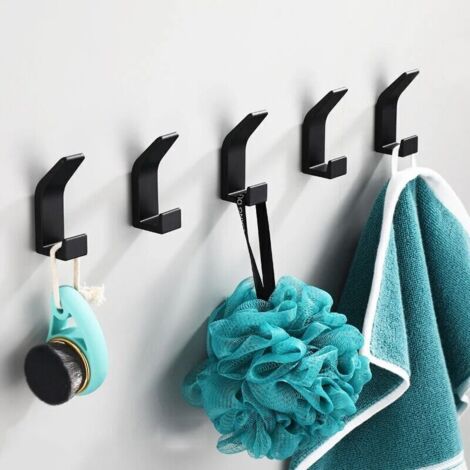 5-piece black bathroom hook set, double towel hook, bathroom coat hook ...