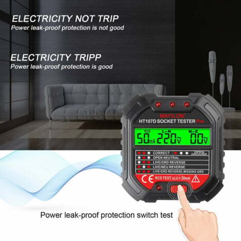 Earth wire tester for socket tester, socket phase (EU regulation HT107D)