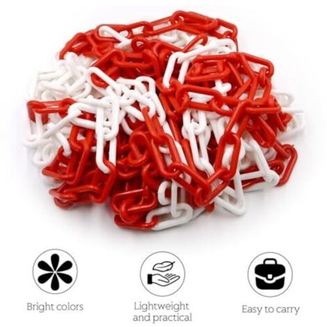 Red and white plastic safety chain 10 m x 8 mm - Lightweight and ...