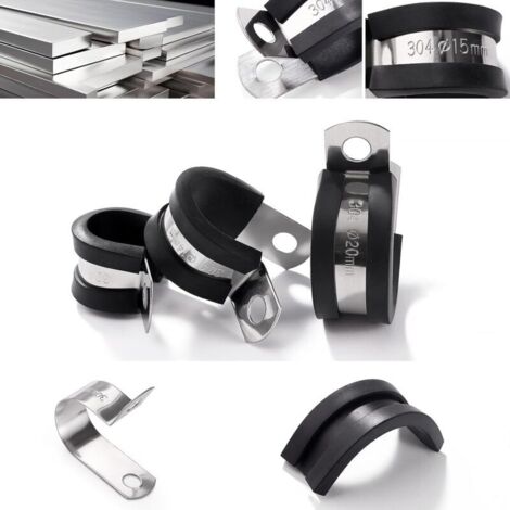10 Pieces 28mm Rubber Lined P Clips, 304 Stainless Steel Rubber Hose ...