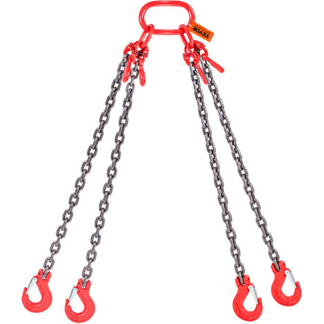 VEVOR Eslinga de Cadena 8 mm x 150 cm 4 Patas G80 Cadena de Elevación ...
