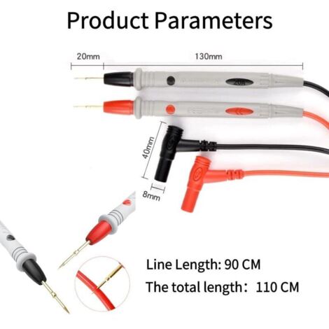 paio di sonde per multimetro, cavo da 1 m, punte per test multimetro ...