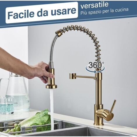 Rubinetto da cucina con doccetta estraibile, girevole a 360 ...