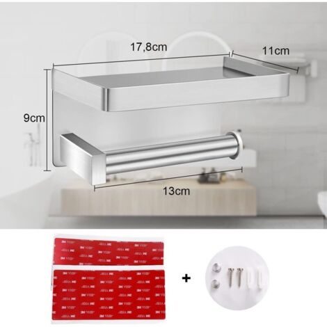 Porta carta igienica senza foratura con ripiano, acciaio inox ...