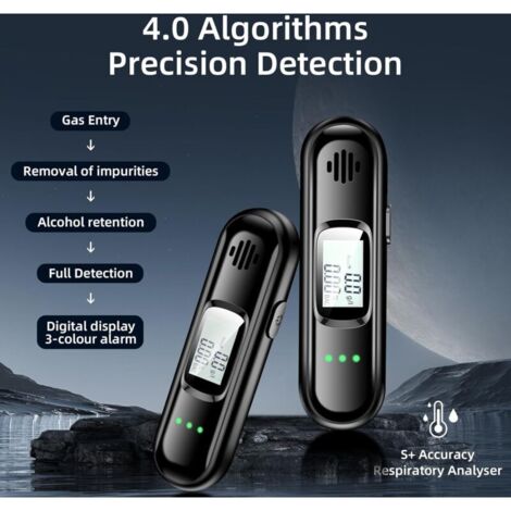 Etilometro per polizia, ricaricabile, con schermo LCD digitale blu ...