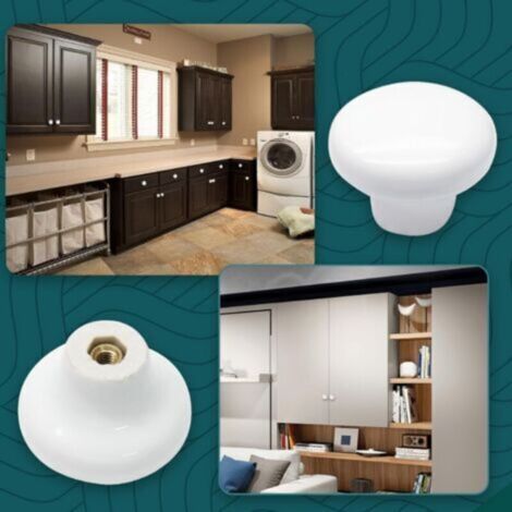 Set di 10 pomelli rotondi in ceramica bianca per armadi, guardaroba, mobili