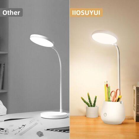 Pequeña lámpara de escritorio LED recargable, diseño protector de ojos ...