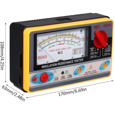 Comprobador digital de resistencia de aislamiento, 100 V/250 V/500 V ...
