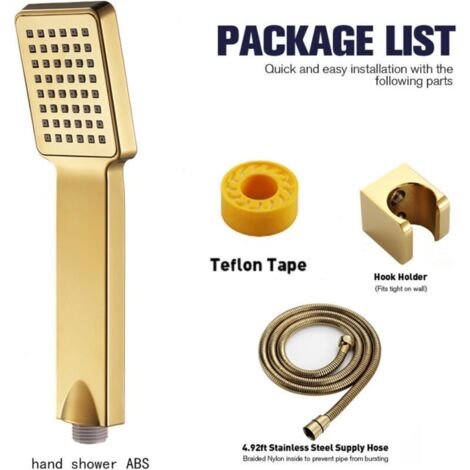 Goldene Handbrause, ABS-Duschkopf, mit 150 cm Schlauch und Halterung ...