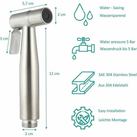 WC-Bidet-Set mit Handbrause – Handbrause – WC-Duschkopf mit Schlauch ...