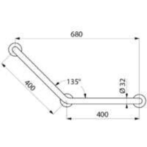 Einfacher, abgewinkelter Haltegriff 135° Armlehne 45 cm x 45 cm (Weiß ...