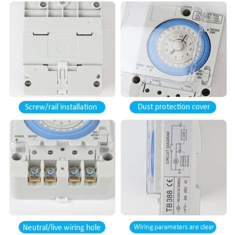 Mechanischer Timer 250VAC 16A 24 Stunden Universeller analoger mechanischer Timer,