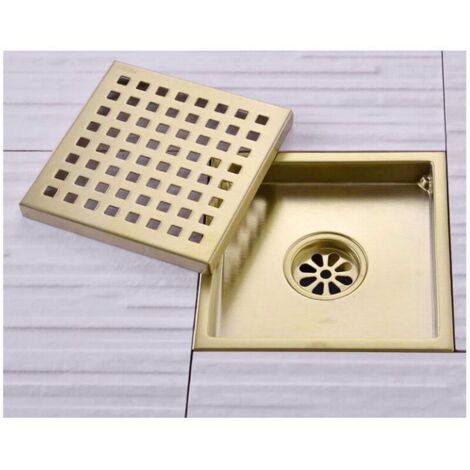 Quadratischer Duschablauf aus goldfarbenem Edelstahl, 15 x 15 cm ...