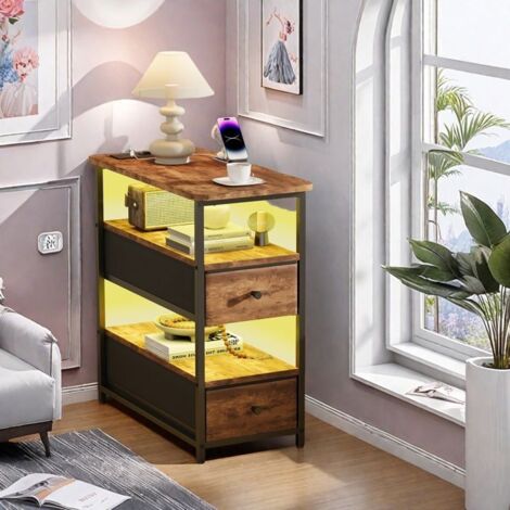 Table d'appoint LED, 58x28x60.5cm, Style industriel, Table console, 2 ...