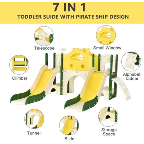 Toboggan pour enfants - TANANT - Dream Castle 7 en 1 - 2 toboggans ...