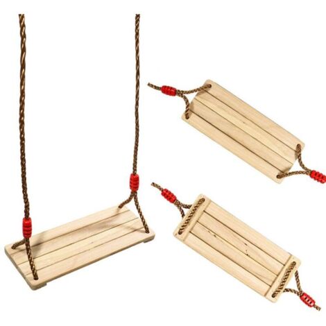 Altalena in legno per bambini e adulti, seggiolino in legno con corde ...