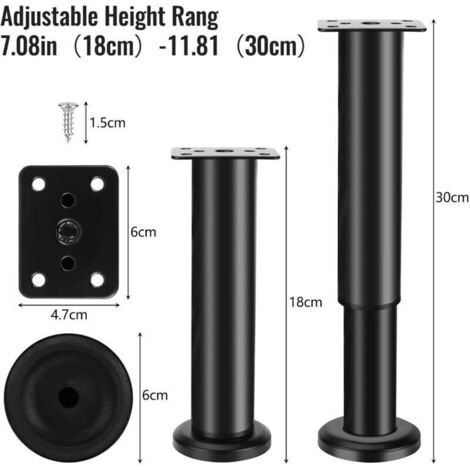 4 piedini per mobili, piedini per mobili regolabili da 18 a 30 cm ...