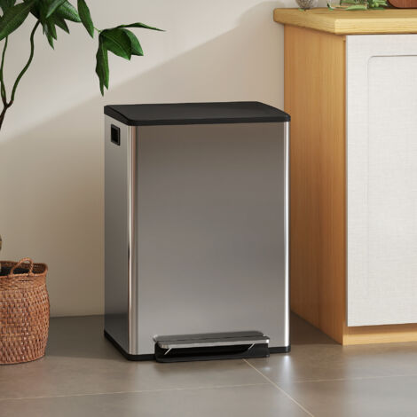 Poubelle à double compartiment 2 x 30L, poubelle cuisine à pédale ...