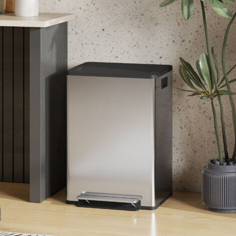 Poubelle à double compartiment 2 x 30L, poubelle cuisine à pédale ...