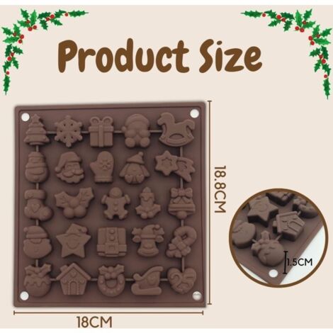 Moule à chocolat de Noël, 1 lot de 25 cavités de Noël en silicone ...