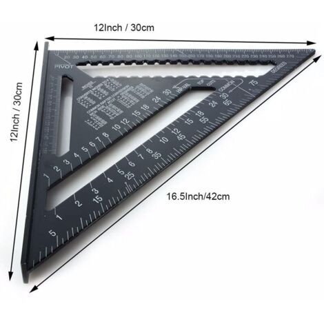 Equerre Menuisier Multifunctions 18cm et 30cm, Metal Aluminium Triangle ...