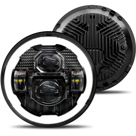 Phare LED de moto rond 7 pouces longue portée pour route de nuit ...