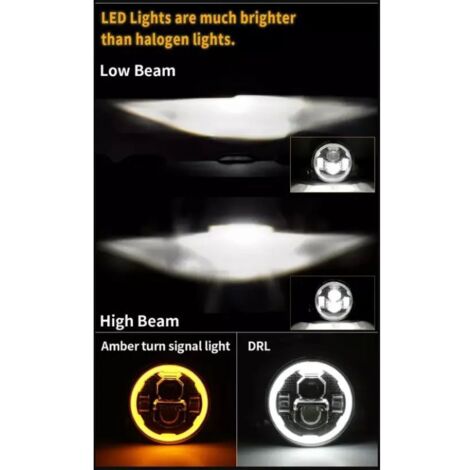 Phare LED de moto rond 7 pouces longue portée pour route de nuit ...
