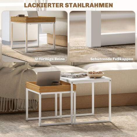Table Basse Moderne, 2 Tables de Salon, Petit Espace, Design Carré ...
