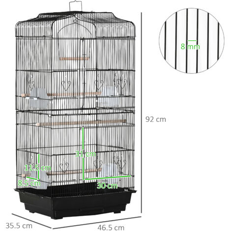Cage à oiseaux portable pour perruches PawHut cage noire avec perchoirs ...