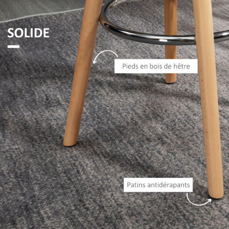 Lot de 2 chaises hautes de bar design blanc scandinave avec pieds bois ...