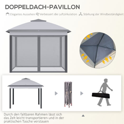 Pavillon de Jardin en Métal avec Toile Résistante, 3x3m, Rideaux ...