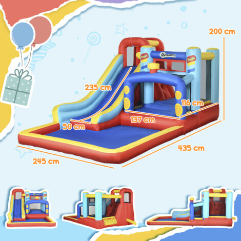 Château Gonflable Enfant avec Toboggan, Piscine et Trampoline ...