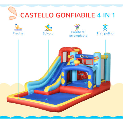 Château Gonflable Enfant avec Toboggan, Piscine et Trampoline ...