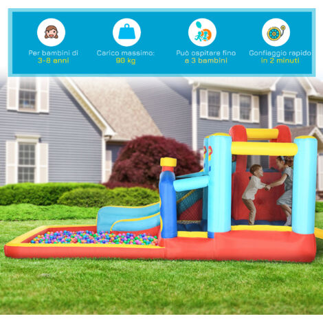 Château Gonflable Enfant avec Toboggan, Piscine et Trampoline ...