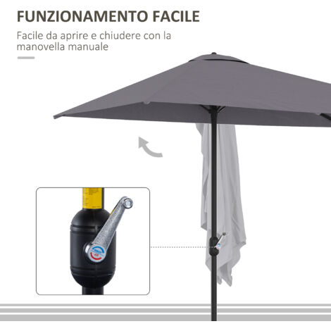 Parasol Murale Demi-Lune Économiseur d'Espace avec Ouverture à ...