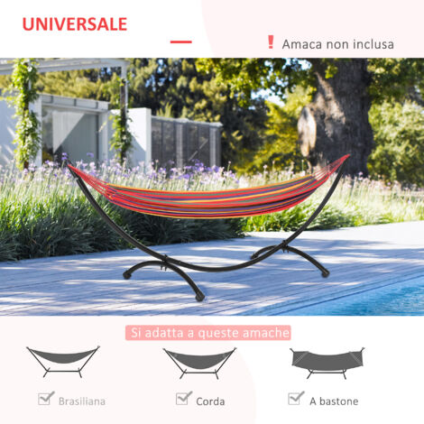Support hamac de jardin universel metal noir pour terrasse et cour ...