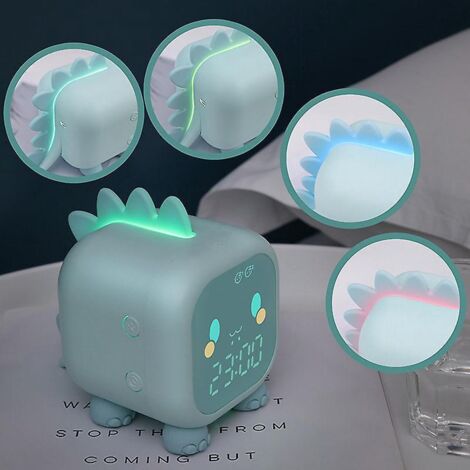 Simulateur d'aube dinosaure vert réveil enfant éducatif rechargeable ...