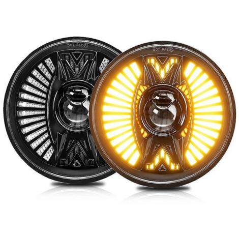 Optique de phare LED 7 pouces rond avec feux de jour DRL intégrés H4 ...