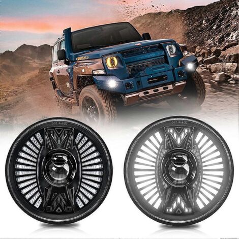 Optique de phare LED 7 pouces rond avec feux de jour DRL intégrés H4 ...
