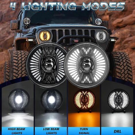 Optique de phare LED 7 pouces rond avec feux de jour DRL intégrés H4 ...
