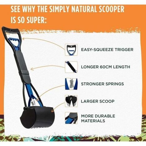 Pala Recoge Excrementos de 60cm con Mango Largo Clip para Perro Gato ...