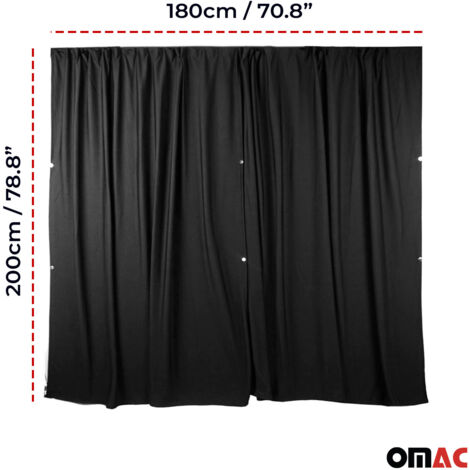 Rideaux occultants Opel Movano H3 tissu épais noir séparation ...
